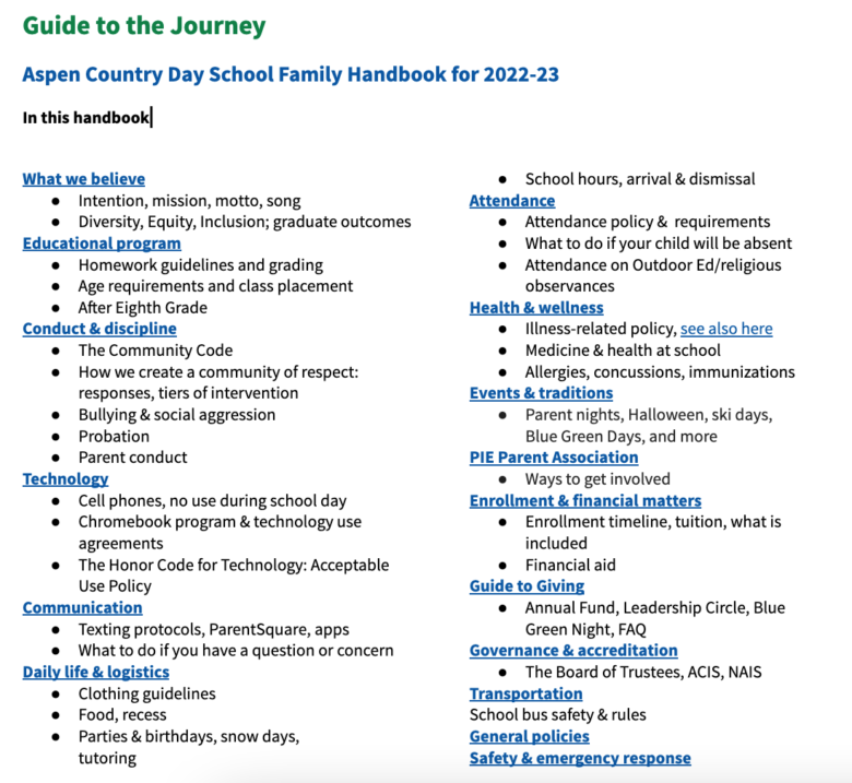 Click here for the complete handbook, updated for 2022-23